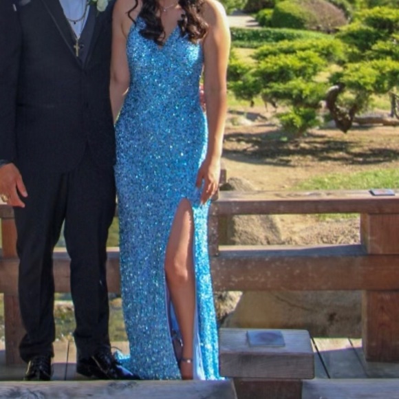 Dresses | Wish Blue Glittery Prom Dress | Poshmark